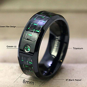 ringheart His and Her Couple Rings Black Matching Ring 1.5ct Green CZ Women Wedding Ring Sets for Him and Her