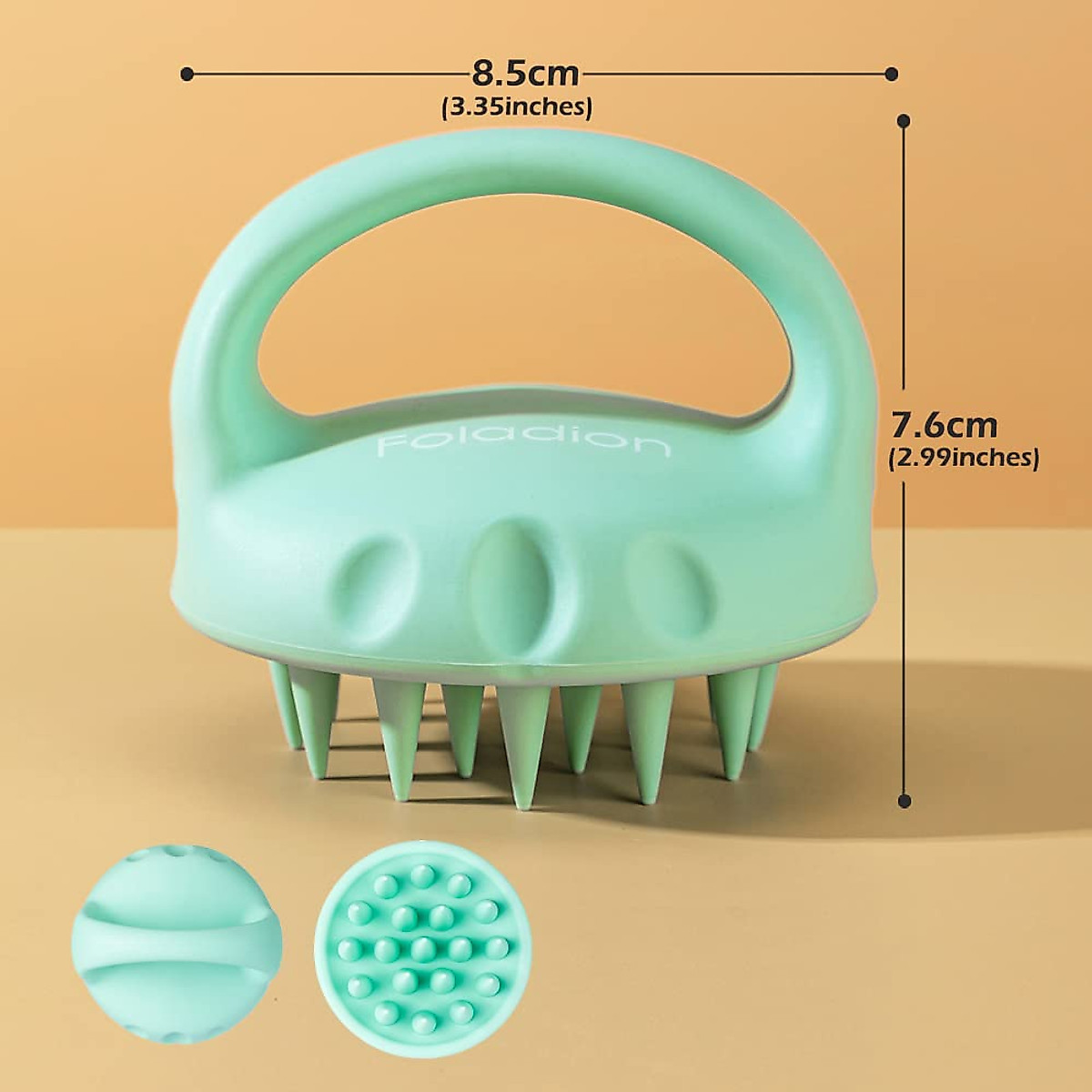 Foladion Silicone Manual Scalp Massager Exfoliator Waterproof Head Scrubber Shampoo Brush Soft and Gentle for Men Women Kids (Green(Thick Head) 1PC)