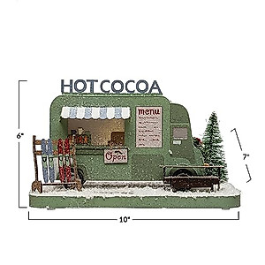 Creative Co-Op XS3653 Paper Hot Cocoa Truck in Winter Scene with Glitter and LED Light, Multicolor (Batteries Included), Multi