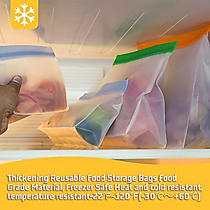 Reusable Food Snack Sandwich Storage Bags, 20Pcs Stand Up Leakproof Thicken Freezer Bags, Upgraded Reusable Bags Silicone Containers for Kids, Ziplock Gallon Storage Bags for Kitchen Meat Fruit Cereal
