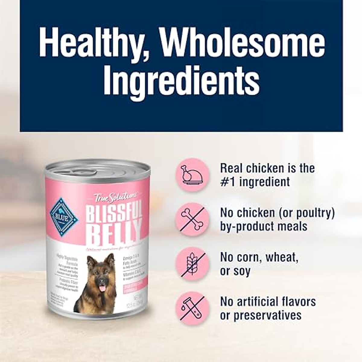 Blue Buffalo True Solutions Blissful Belly Wet Dog Food, Digestive Care Formula, Helps Maintain Stool Quality, 12.5-oz. Cans (12 Count)