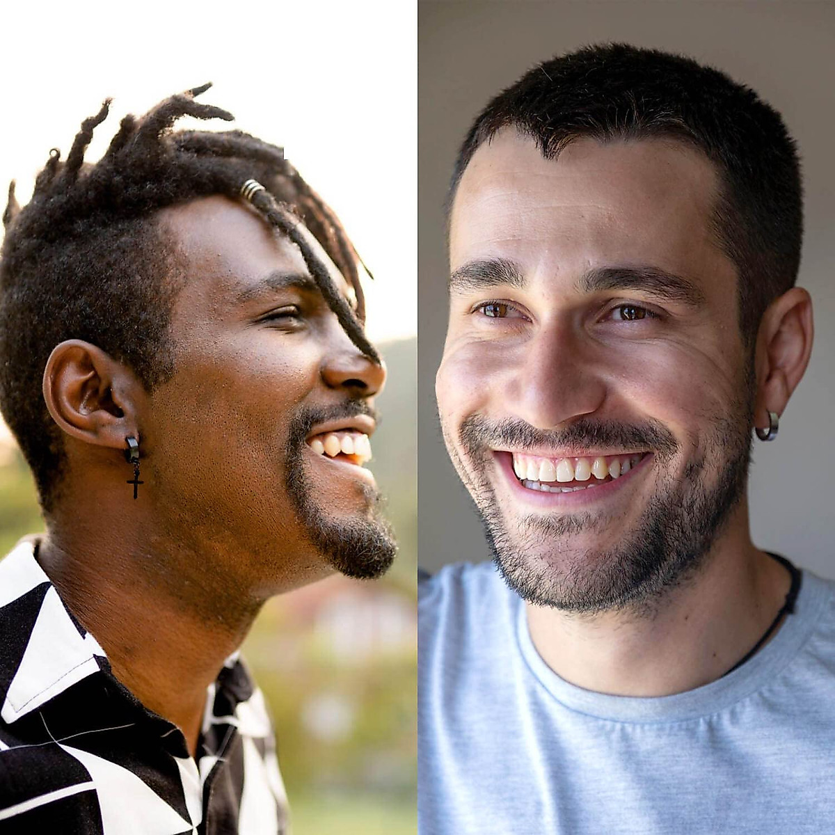 15 Pairs Earrings Set for Men and Women, Black Silver 14K Gold Plated Earrings Stud Kit 5 Pairs of Each Fashion Ear Piercing Jewelry Cross Dangle Hoop Earrings Set