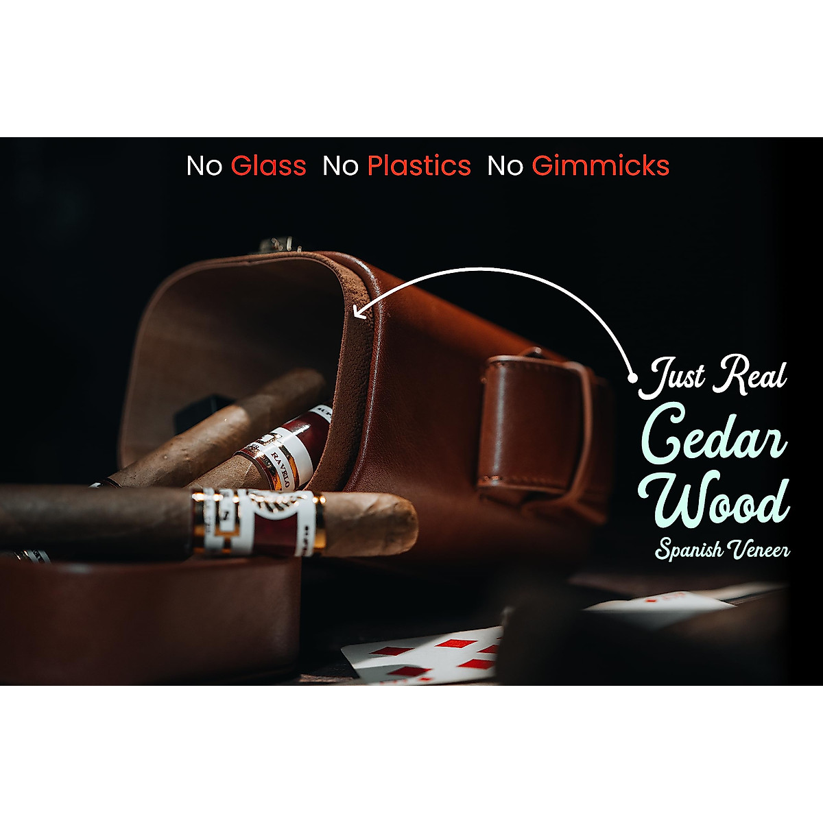 UrbanXElites Cigar Case - Holds up to 25 Cigars, Cedar Wood Cigar Humidor Travel Case with Humidifier and Pouch