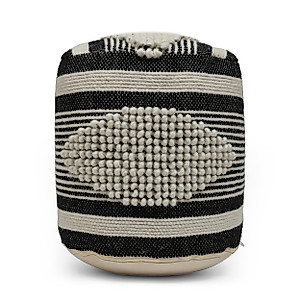 Christopher Knight Home Lucknow Pouf, White + Black, Small