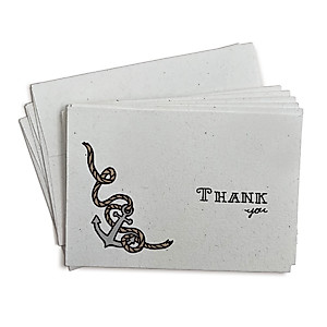 Anchors Aweigh Thank You Cards - 24 Greeting Cards with Envelopes - Nautical Thank You Notecards