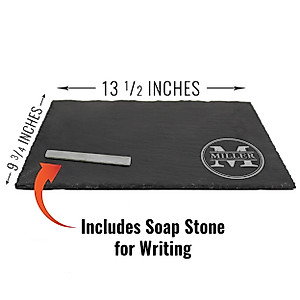 Personalized Slate Serving Tray Cheese Board with Soapstone - Housewarming, Wedding for Couples - Custom Engraved (Name and Initial Style)