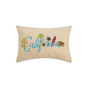 California Icons Embroidered Throw Pillow