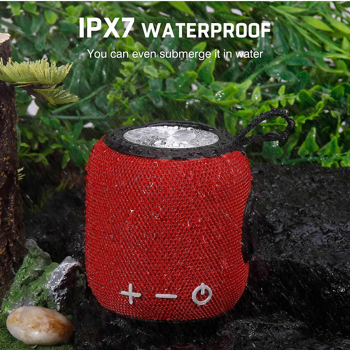 UrbanX Bluetooth Speaker: Powerful Stereo Sound, IPX7 Waterproof, True Wireless Stereo Pairing, Portable Design, Latest Bluetooth V5.2 - Perfect for Lenovo Z6 Pro, Beach, Outdoor, Home, Parties- Red