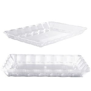 MATANA 6 Large Clear Plastic Serving Tray - 13" x 9" Inch Rectangle Disposable Serving Platters, Party Dish Food Trays for Parties, BPA-Free, Reusable
