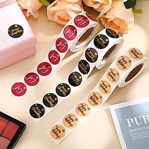 1500 Pieces Joy Christmas Stickers for Envelopes Self-Adhesive Merry Christmas Sticker 1 Inch Round Happy Holiday Package Stickers Xmas Seal Labels Christmas Stickers Gift Wrapping Cards Decoration
