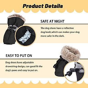 LUZGAT Dog Boots Paw Protectors,Small Dog Winter Boots Shoes,with Anti-Slip Sole and Plush for Warm Snow Outdoor Walking,Pack of 8(Black+Red,Size 2)