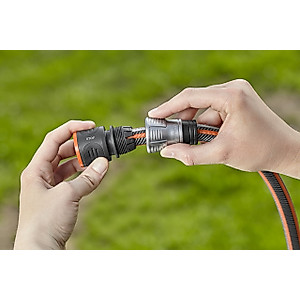 Gardena 18253-20 Connector Connection: Hose 13 mm (1/2 ") and 15mm (5/8") Packaged Premium Water Stop, 1/2-5/8-Inch, Silver/Black