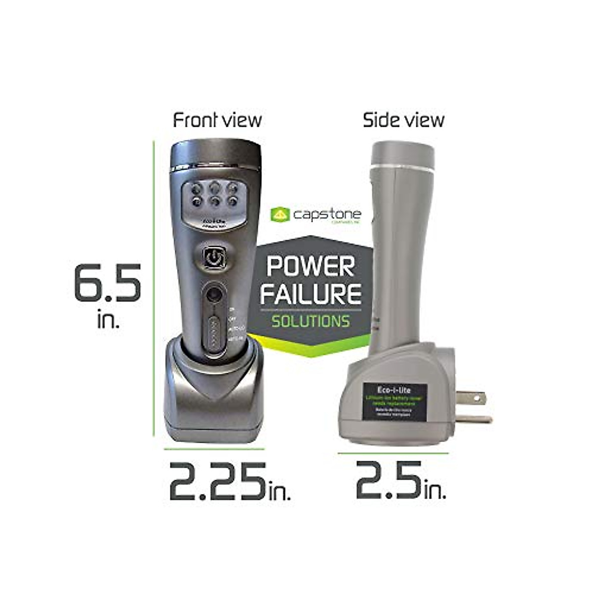 Capstone Lighting 4-in-1 Eco-I-Lite, 2 Pack – Emergency Flashlights, Night Light, Power Failure Light and Work Light – This Rechargeable LED Flashlight is Perfect for Power Outages and Hurricanes