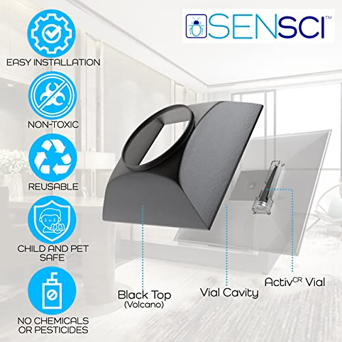 SenSci ActivVolcano 4 Pack, Volcano Bed Bug Interceptor & ActivCR Bed Bug Lure - Bed Bug Traps for Home, Office, Hotels