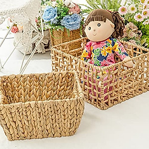 ATHENA HOME Storage Basket Set of 3 Wicker Storage Baskets for Home & Kitchen, 14-inch Large Hyacinth storage basket for Shelf