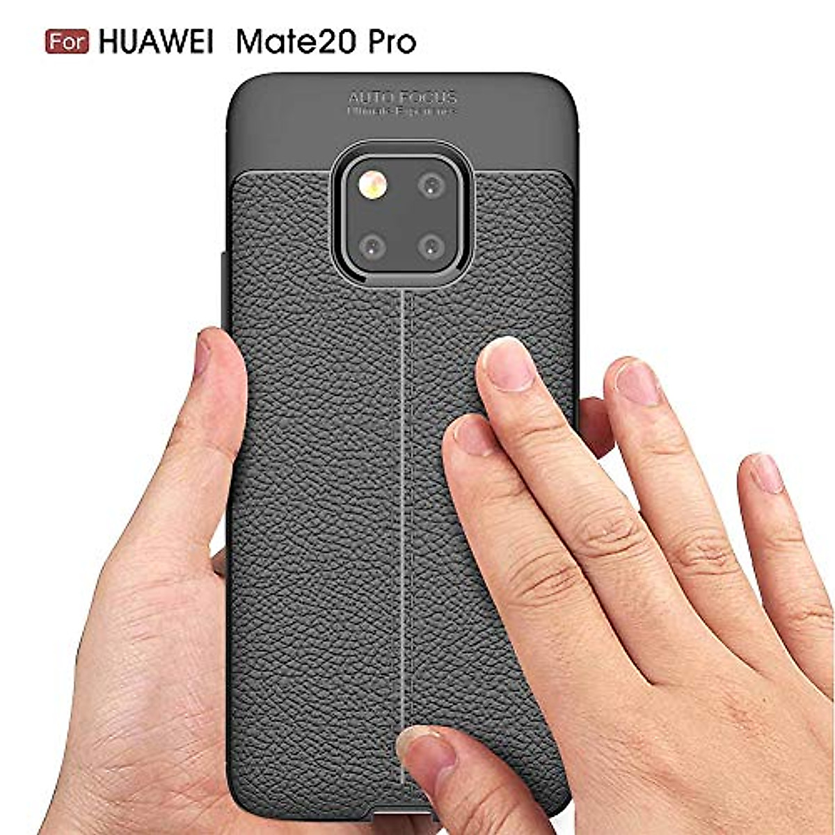 Beovtk Compatible with Huawei Mate 20 Pro case, Silicone Leather[Slim Thin] Flexible TPU Protective Case Shock Absorption Carbon Fiber Cover for Huawei Mate 20 Pro (Navy)