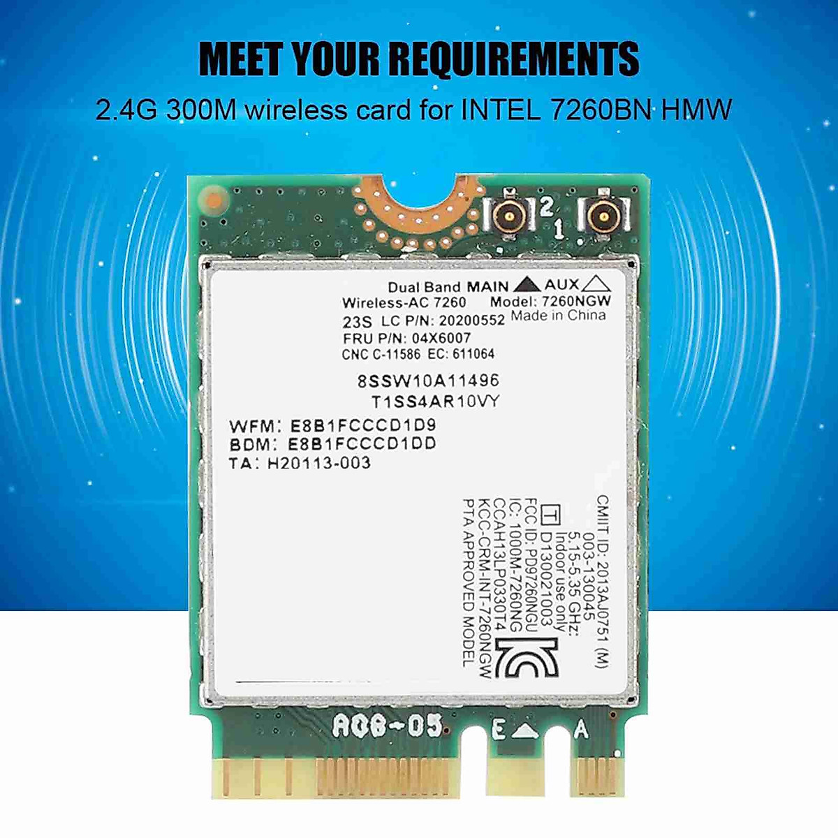 ASHATA 2.4G 5G Network Card for Intel 7260 AC 867Mbps NGFF M2 WiFi Card Laptop Network Adapter for ThinkPad T440 T440S T440P X230S X240 X240S L440 W540 etc