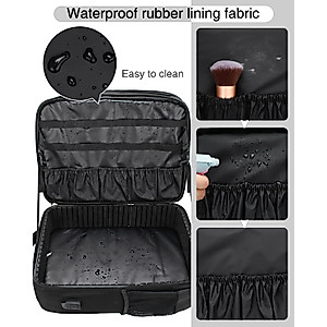 MONSTINA Barber Travel Backpack,16.5" Large Makeup Train Case for Hairdresser,Professiona Hairstylist Organizer Hairdressing Tool Box,Insulated Compartment,USB External Charging