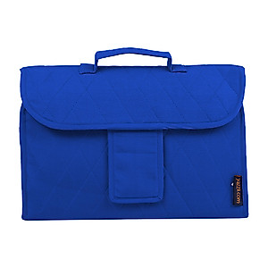 Yazzii Trifold Craft Project Case - Sewing and Craft Supplies Storage Tote, Travel Organizer Bag with Clear Pockets and Handle for Knitting, Crochet, Sewing Accessories - Royal Blue