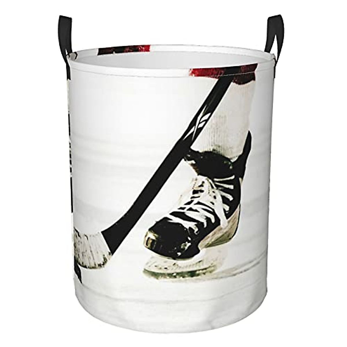 Laundry Hamper Round, Large Canvas Fabric Lightweight Storage Basket Toy Organizer Ice Hockey Pattern Dirty Clothes Collapsible Waterproof Dirty Clothes Hamper For Bedroom