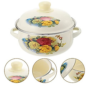 UPKOCH Enamel Stockpot Soup Stock Pot with Lid Kitchen Binaural Stockpot Home Cooking Utensil Udon Bowl Asian Noodles Bowl Sara Bowl