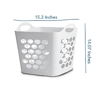 SEDLAV Plastic Laundry Basket, White, Flexible Hamper, Ideal for Laundry Room, Organizer, Storage, Closet, Dorm, Easy-to-Carry Handles, Easy Lift Comfort