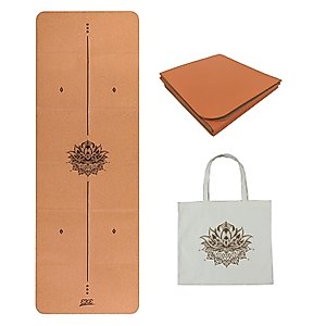 EKE 5mm thickness foldable cork non-slip yoga mat yoga gift for women and men sports training lightweight fitness folding travel gym mat with canvas tote bag