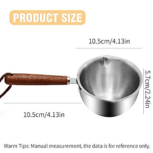 200ml/ 6.7oz Butter Warmer Pan with Dual Pour Spouts, Stainless Steel Milk Warmer Pot, Long Heat- Resistant Handle Small Sauce Pan for Stove Top, Chocolate Melting, Coffee Tea Soup Warming