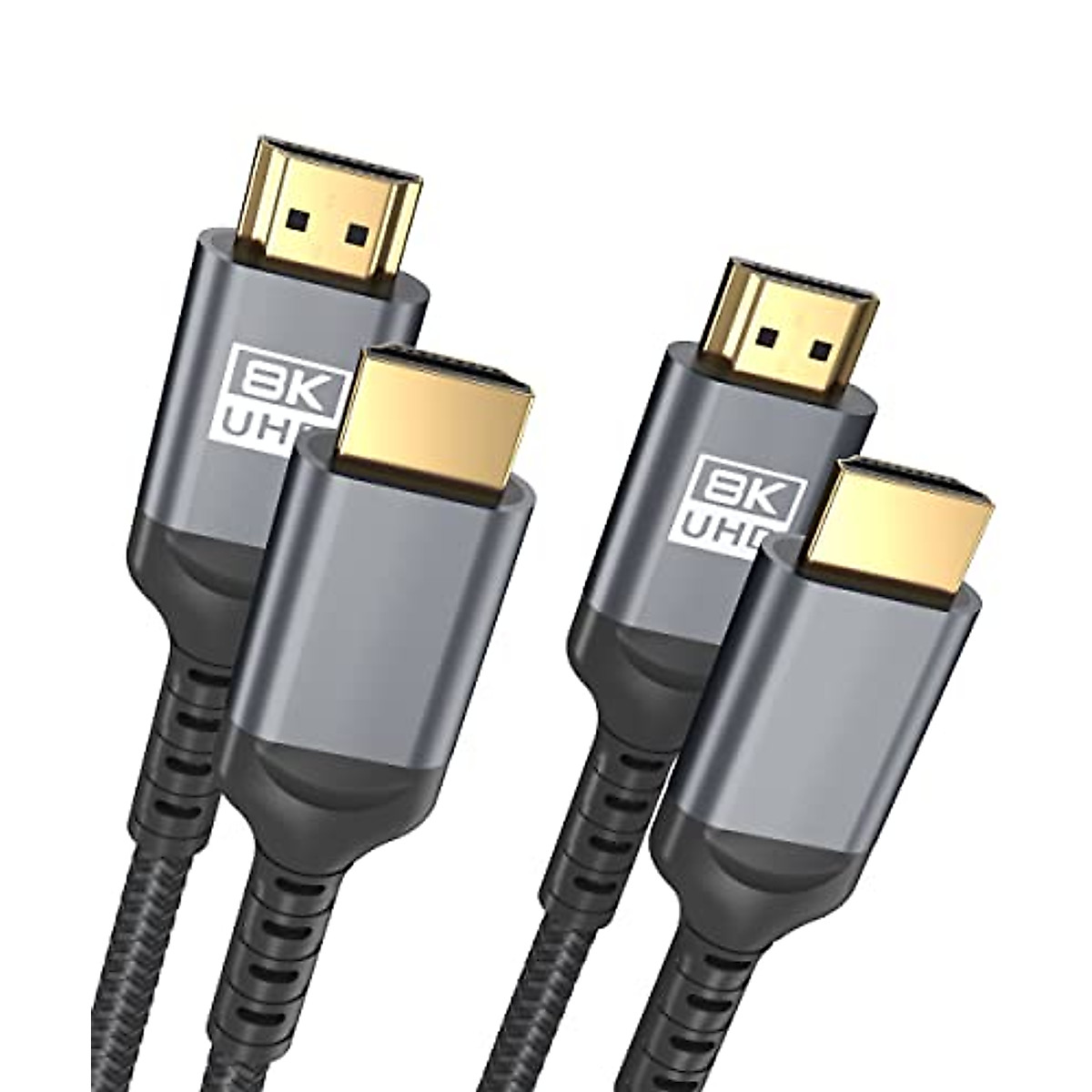 ALLEASA 8K HDMI Cable, Ultra 48Gbps High Speed 12 FT HDMI Cable, 12 Foot hdmi Cable -4K@120Hz 8K@120Hz, eARC, HDR10, DTS:X, HDCP 2.2 & 2.3, Compatible with PS4/5,Blu-ray, Monitor,PC（Grey,2 Pack）