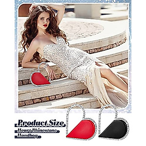 2 Pcs Evening Clutch Bag Mini Heart Shape Purse Rhinestone Diamond Clutch Wedding Party Purse Handbag for Women