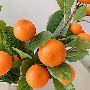 INIFLM 2Pcs Artificial Tangerine Branches, Vivid Orange Faux Tangerine Branch, Plant Branches with 6 Heads Fake Fruit for Table Kitchen Centerpiece, Indoor Home Party, Garden Decor