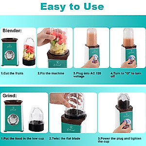 COKUNST Blenders for Shakes and Smoothies, 4 Blades Personal Blenders for Kitchen, Smoothie Blender and Grinder with 2 Blades, 10Oz & 17Oz Blender Cups, Countertop Blender for Fruits Protein Drinks
