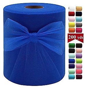 Royal Blue Tulle Fabric Rolls 6 Inch by 200 Yards (600 feet) Fabric Spool Tulle Ribbon for DIY Royal Blue Tutu Bow Baby Shower Birthday Party Wedding Decorations Craft Supplies