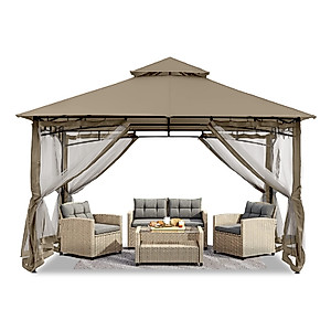 Sturdy Patio Gazebo 10 Ft x 12 Ft with Mosquito Netting by ABCCANOPY