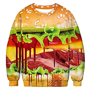 Women's Sweatshirt Thenlian Mens Casual Scary Halloween 3D Print Party Long Sleeve Hoodie Top Blouse(XXL, Yellow)