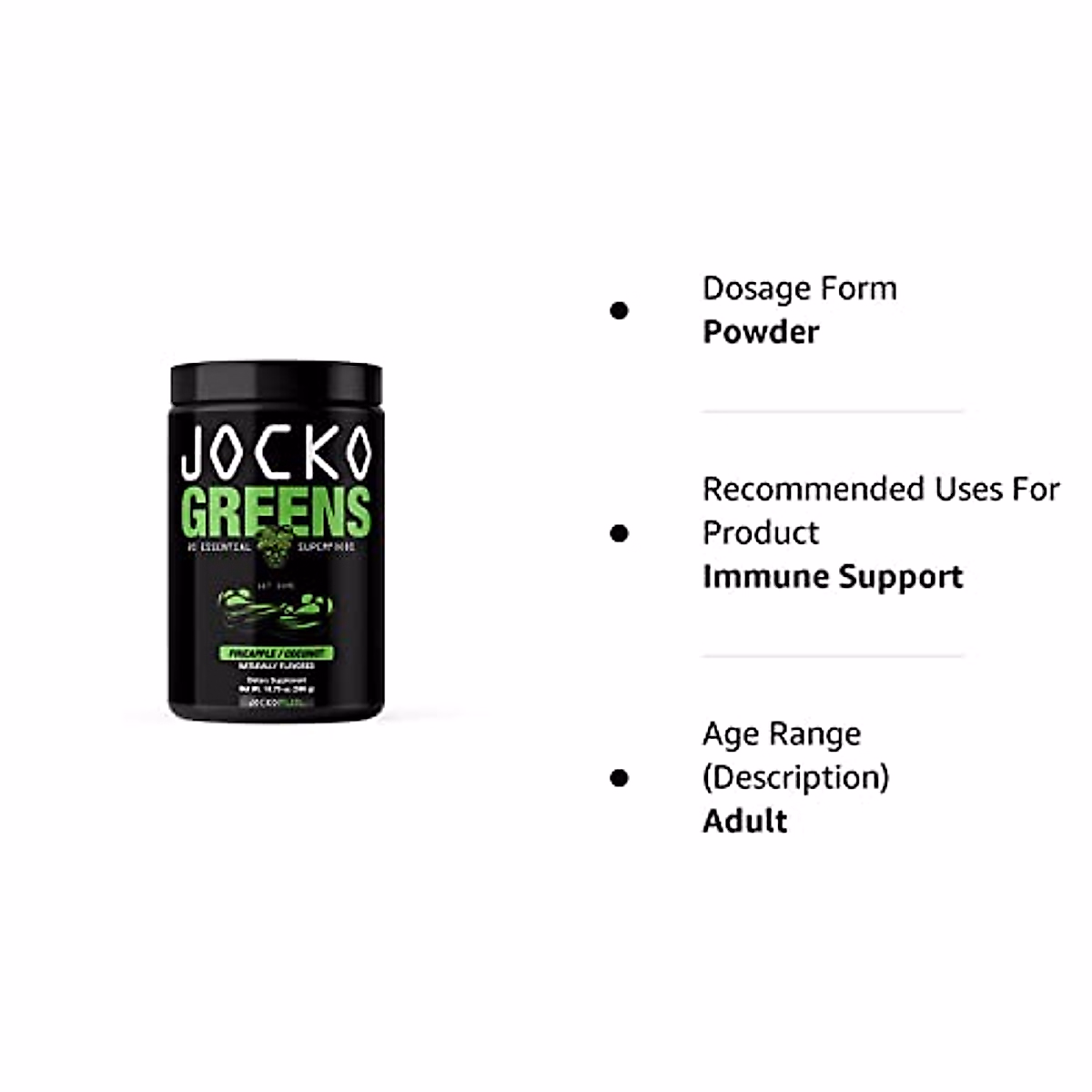 Origin Jocko Greens Powder - Greens & Superfood Powder for Healthy Green Juice - Keto Friendly with Spirulina, Chlorella, Digestive Enzymes, & Probiotics - 30 Servings (Pineapple/Coconut Flavor)