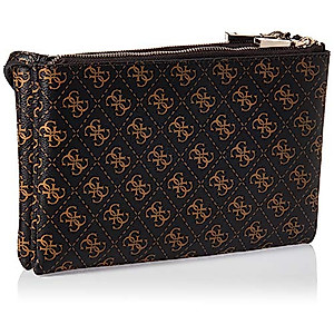 GUESS womens Naya Double Zip Crossbody, Brown, One Size US