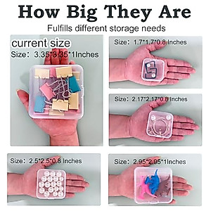 Pure Future 16 Pieces Small Plastic Bead Storage Containers and Organizer Transparent Boxes with Hinged Lid, Clear Craft Supply Box for DIY Art Craft Accessor, Jewelry, Diamonds(3.3*3.3*1 Inches)