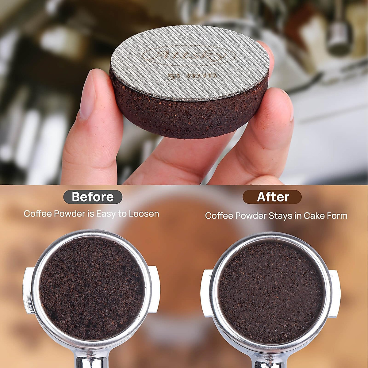 Attsky 51mm Espresso Puck Screen, Espresso Filter for 51mm Portafilter Filter Basket, Reusable Espresso Screen with 1.7mm Thickness 150μm 316 Stainless Steel