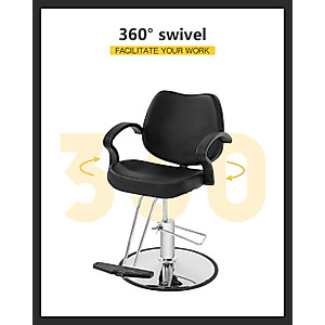 FDW Styling Heavy Duty Pump Adjustable Hydraulic Chair for Hair Stylist Women Man, 20x19x25 Inch (Pack of 1), Black