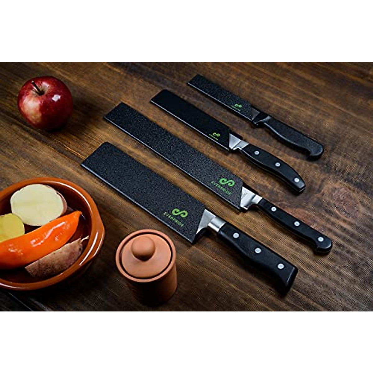EVERPRIDE Chef Knife Sheath Set (4-Piece Set) Universal Blade Edge Cover Guards for Chef’s and Kitchen Knives – Durable, BPA-Free, Felt Lined, Sturdy ABS Plastic – Knives Not Included