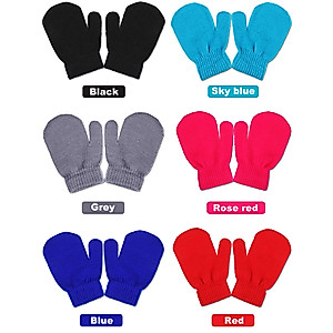 Sumind 12 Pairs Kids Mitten Knitted Toddler Mittens Winter Warm Stretch Gloves Infant Mitten Gloves for Boys Girls (Bright Colors)