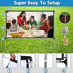 GZKYYLEGS Projector Screen with Stand 120 Inch Foldable Portable Movie Screen 16：9 HD 4K Double Sided Projection Movies Screen with Carry Bag for Indoor Outdoor Home Theater Backyard Cinema Travel