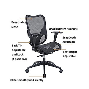 Mesh3 Home Office Mesh Chair Ergonomic Desk Chair with Back Support and Adjustable Armrests for Work from Home and Student Desk Chair with Wheels BIFMA Grey HY-104GR