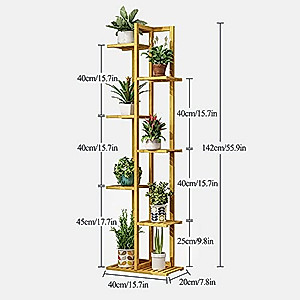 MOAMUN Bamboo Plant Stand 7 Tier 8 Potted Flower Display Rack Planter Stand Holder Shelf for Indoor and Outdoor Patio Garden, Living Room, Corner Balcony and Bedroom