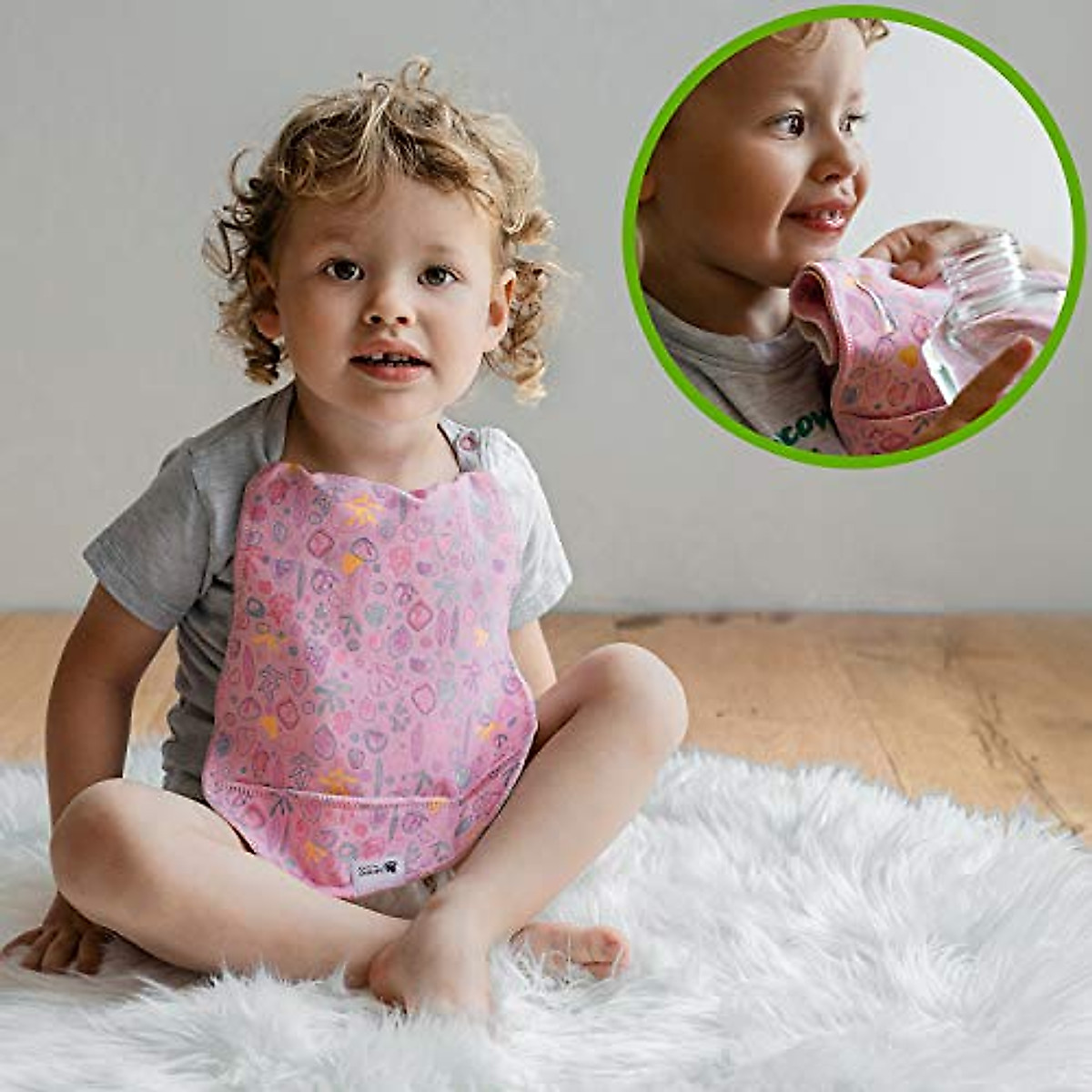 Organic Burp Cloths, 3-Pack of Double Layered Organic Cotton Burp Cloths Boy, Baby Girl Burp Cloths MADE IN EU, Absorbent Burp Clothes Unisex, Soft & Cosy Cotton Burp Cloth, Quick Drying Burping Cloth