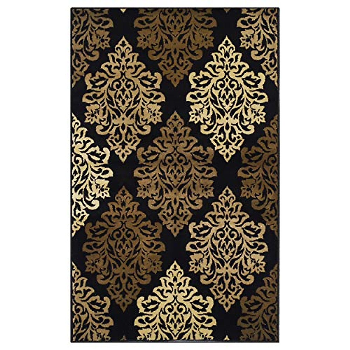 Superior Danvers Collection Area Rug, Modern Elegant Damask Pattern, 10mm Pile with Jute Backing, Affordable Contemporary Rugs - Black, 4' x 6' Rug