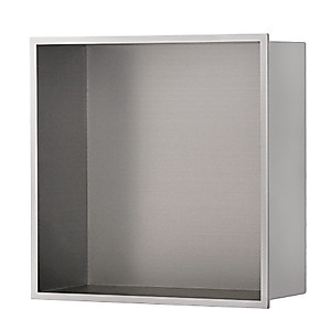 Sunrosa 12" x 12" Gray Shower Niche Stainless Steel NO Tile Needed, Waterproof Bathroom Recessed Niche, Organizer Storage for Shampoo & Toiletry Storage