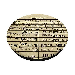 Library Due Date Cards Stamp Book Return Librarian Vintage PopSockets PopGrip: Swappable Grip for Phones & Tablets