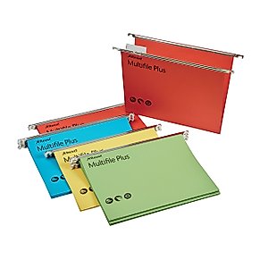 Rexel 2101979 Multifile Plus A4 Suspension File, 150 Sheet Capacity, 15 mm V-Base Manilla, Assorted, Pack of 20